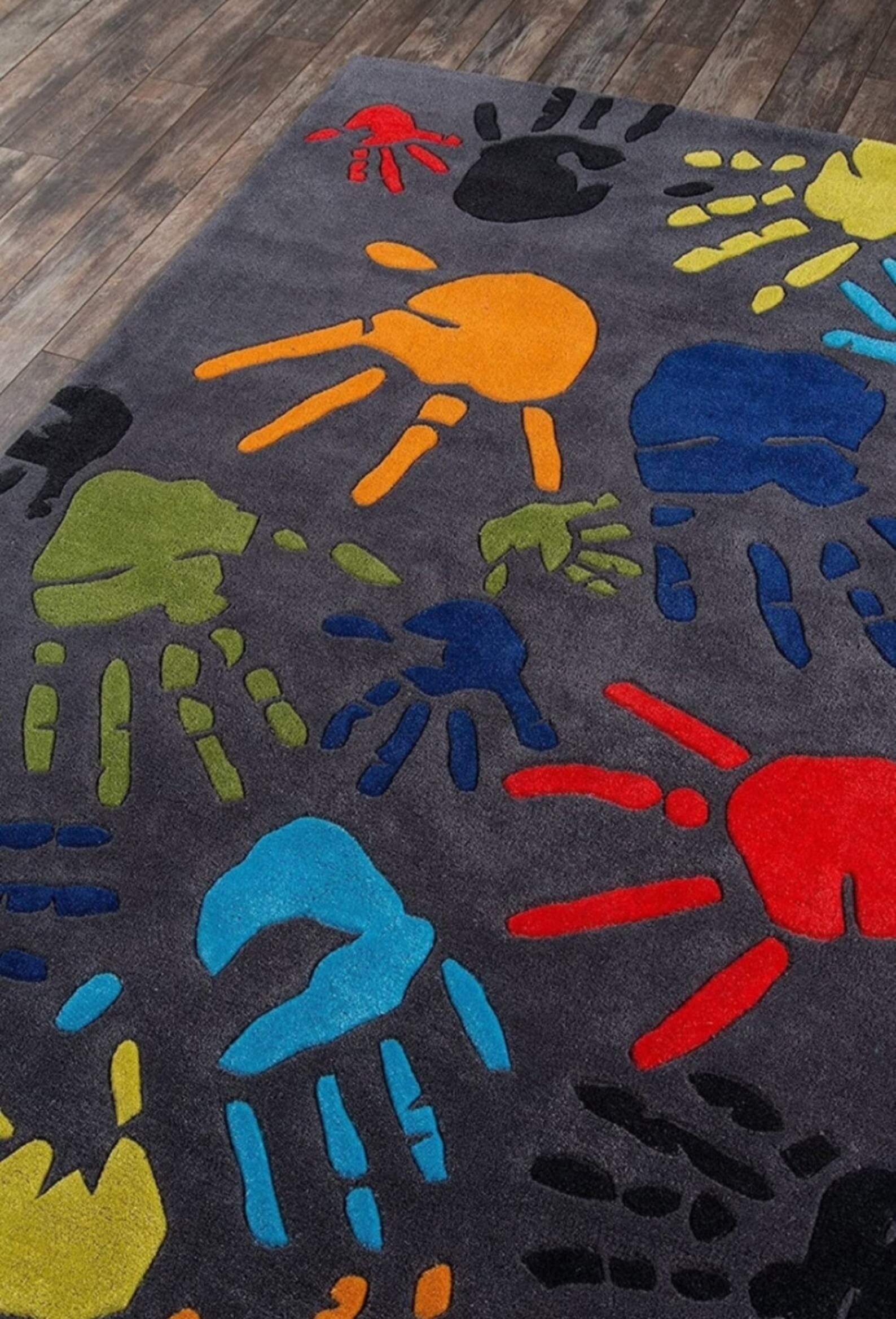 Hand-tufted Wool Rug: Colorful Handprints, Kids Room Decor - Etsy