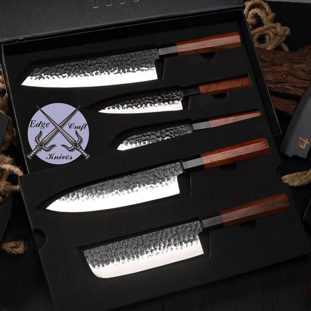 Hand Forged Chef Knife Set 5 Piece High Carbon Steel Chef Set Handmade ...