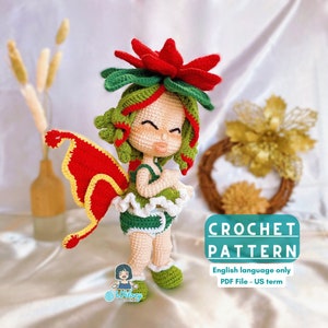 Doll Crochet Pattern: Christmas Flower Fairy, Amigurumi Xmas Doll ...