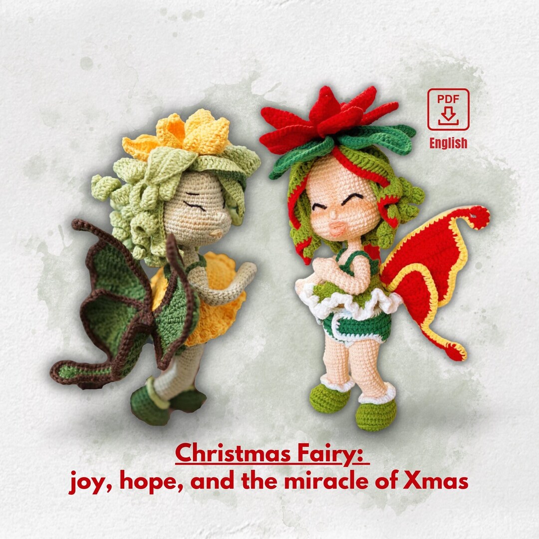 Doll Crochet Pattern: Christmas Flower Fairy, Amigurumi Xmas Doll ...