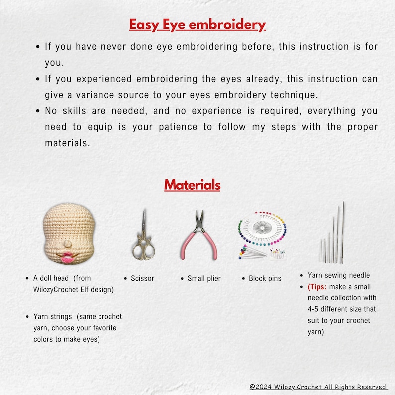 Easy Eye Embroidery Instruction on Wilozy's Elves Doll, Embroidery ...
