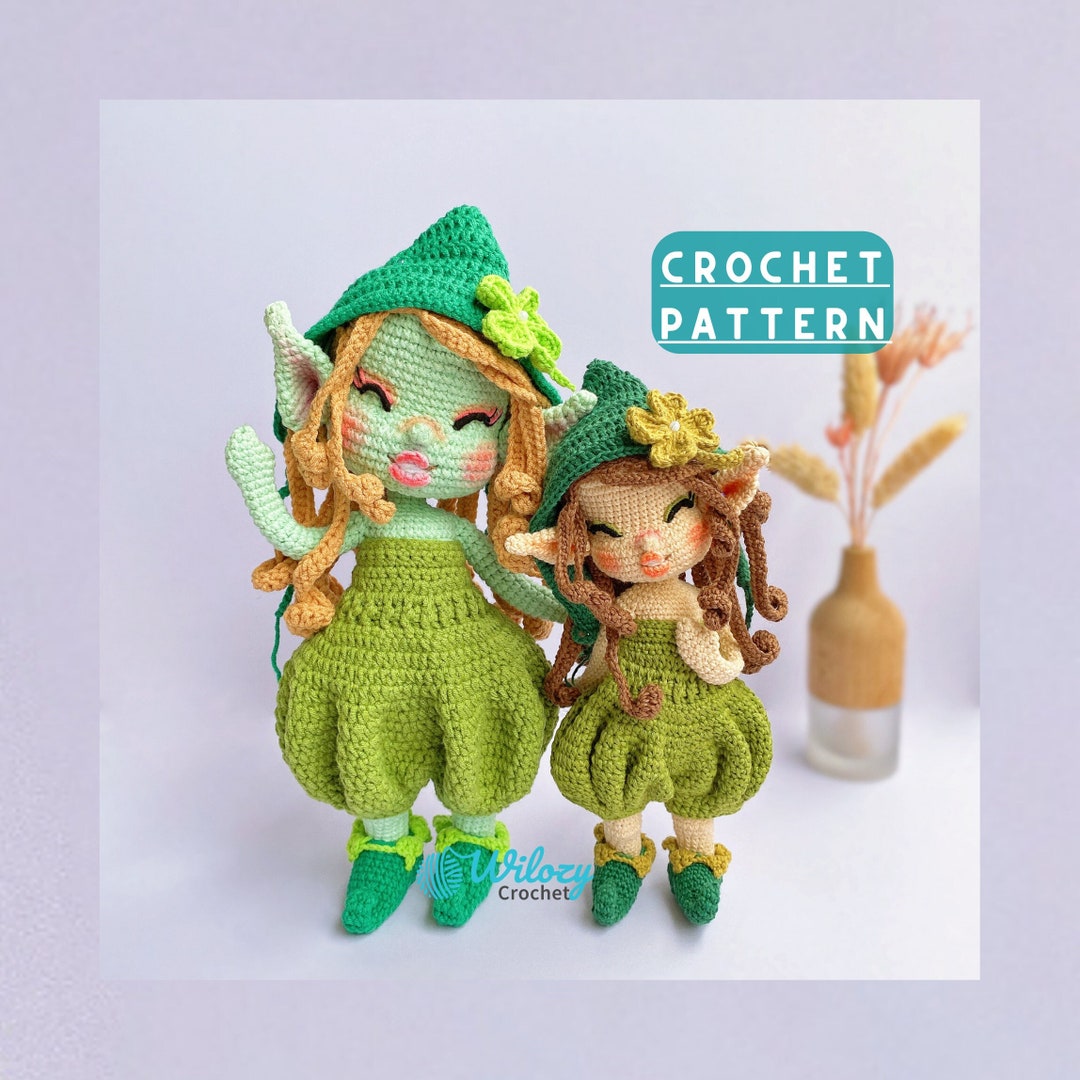 Crochet Elf Doll Pattern: LUCKY the 4-leaf Clover Amigurumi - Etsy