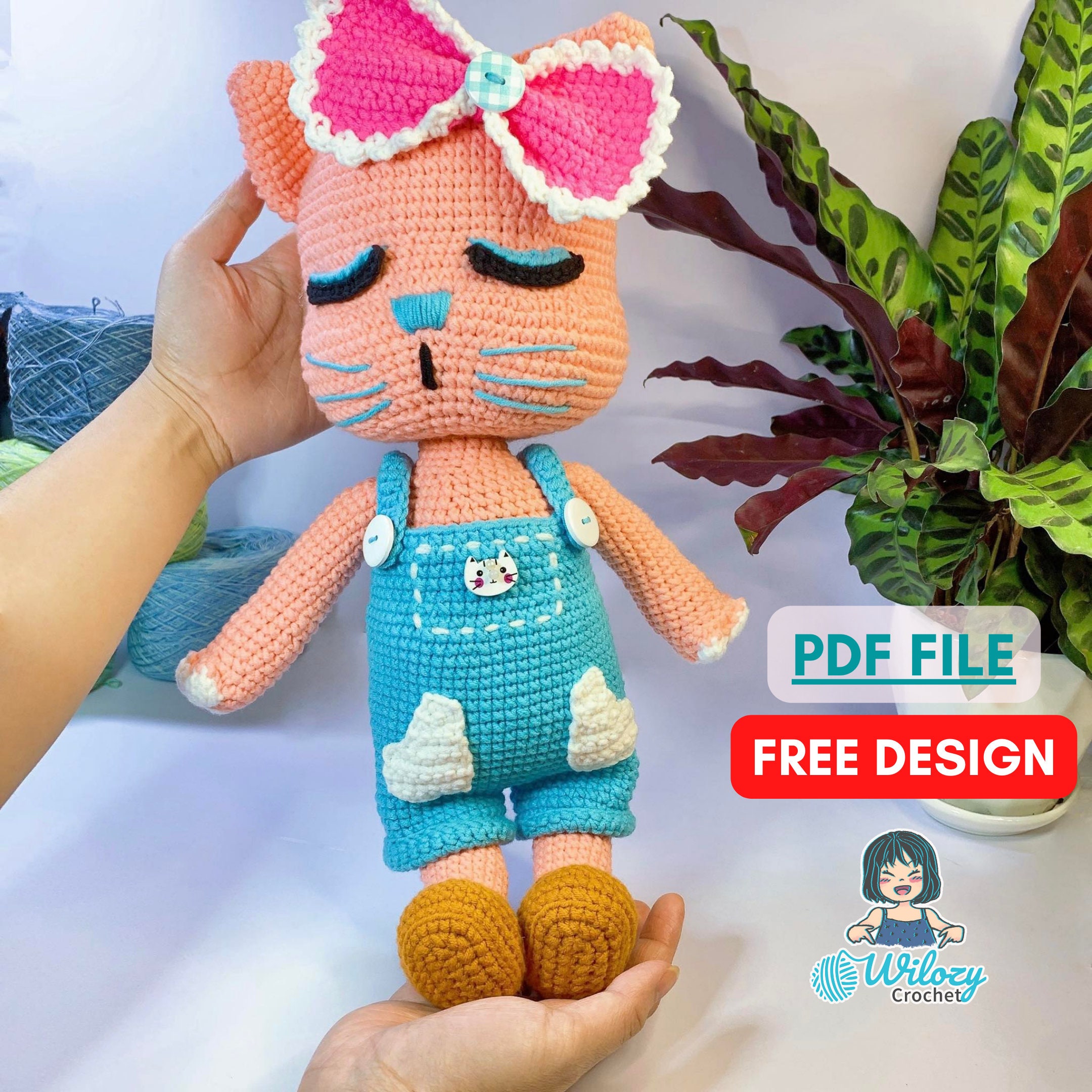 Lizzy Cat Free Crochet Pattern Design by Wilozycrochet - Etsy