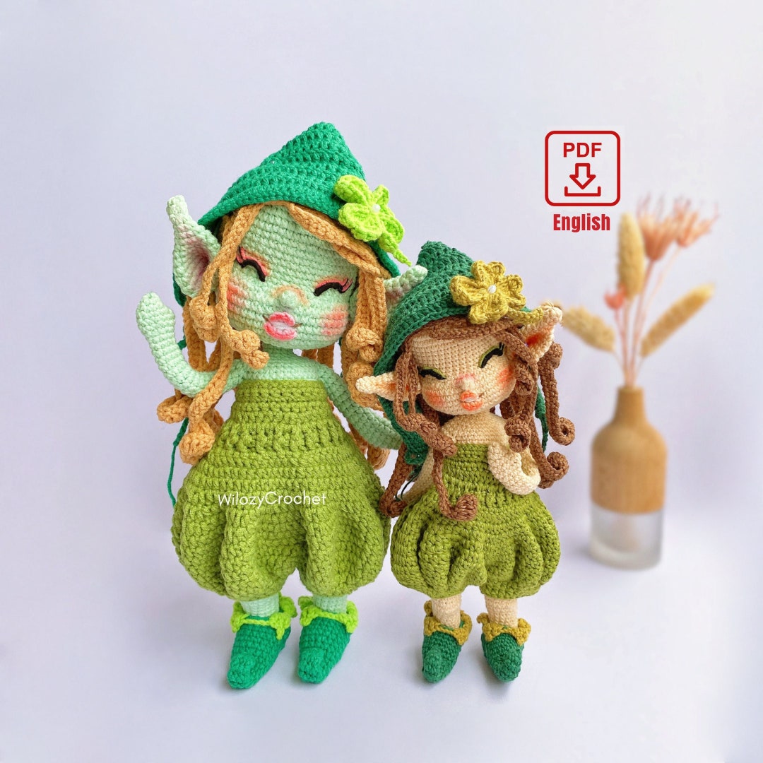 Crochet Elf Doll Pattern: LUCKY the 4-leaf Clover Amigurumi Elves Doll ...