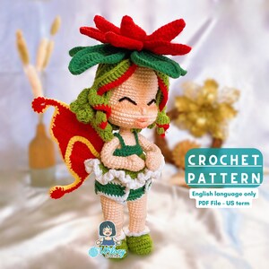 Doll Crochet Pattern: Christmas Flower Fairy, Amigurumi Xmas Doll ...