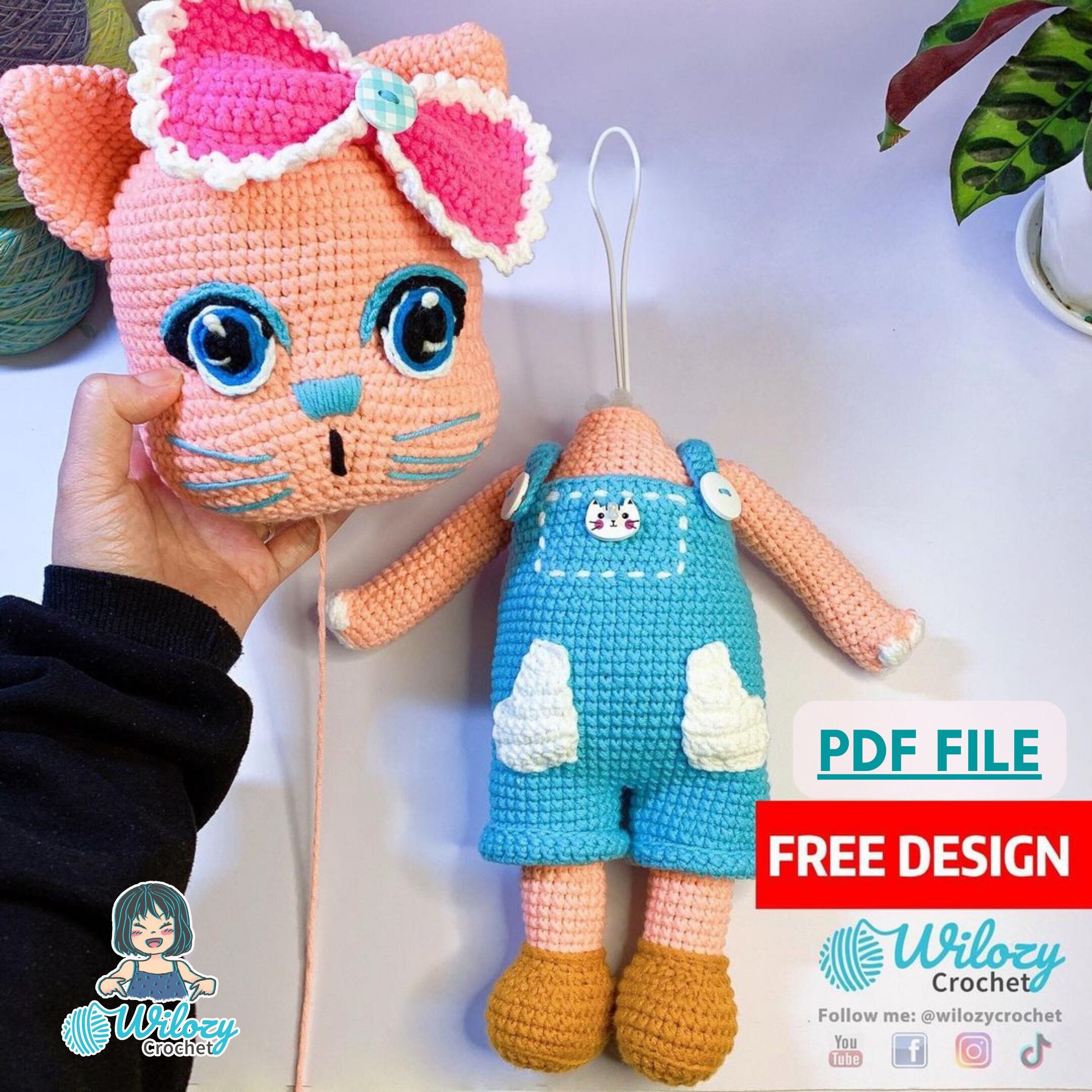 Lizzy Cat Free Crochet Pattern Design by Wilozycrochet - Etsy