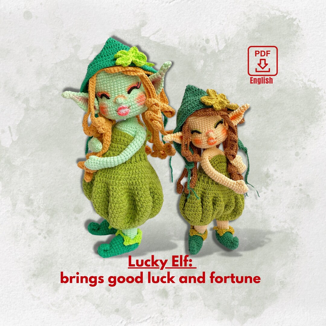 Crochet Elf Doll Pattern: LUCKY the 4-leaf Clover | Christmas Amigurumi ...