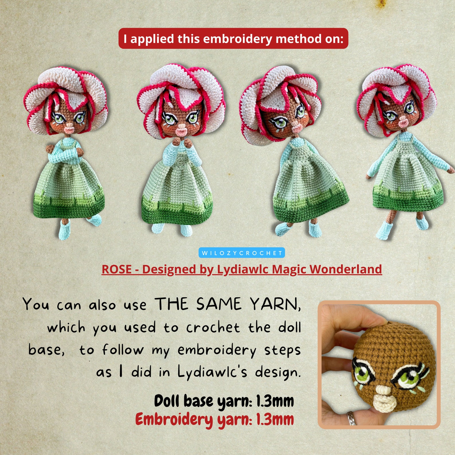 Easy Eye Embroidery Instruction for Crochet Dolls, Embroidery Pattern ...
