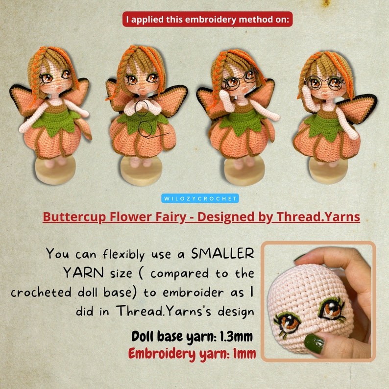 Easy Eye Embroidery Instruction for Crochet Dolls, Embroidery Pattern ...