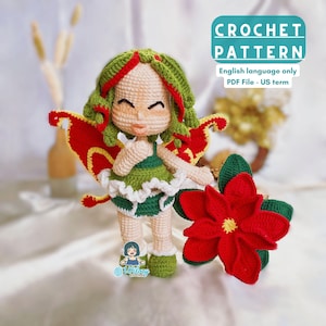 Doll Crochet Pattern: Christmas Flower Fairy, Amigurumi Xmas Doll ...