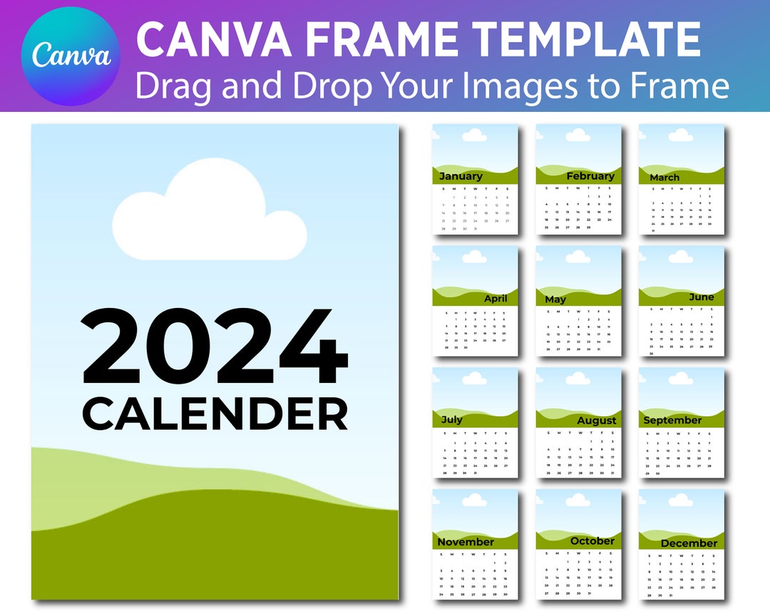 Editable 2024 Monthly Calender Template Pdf Easy Drag and Drop - Etsy ...
