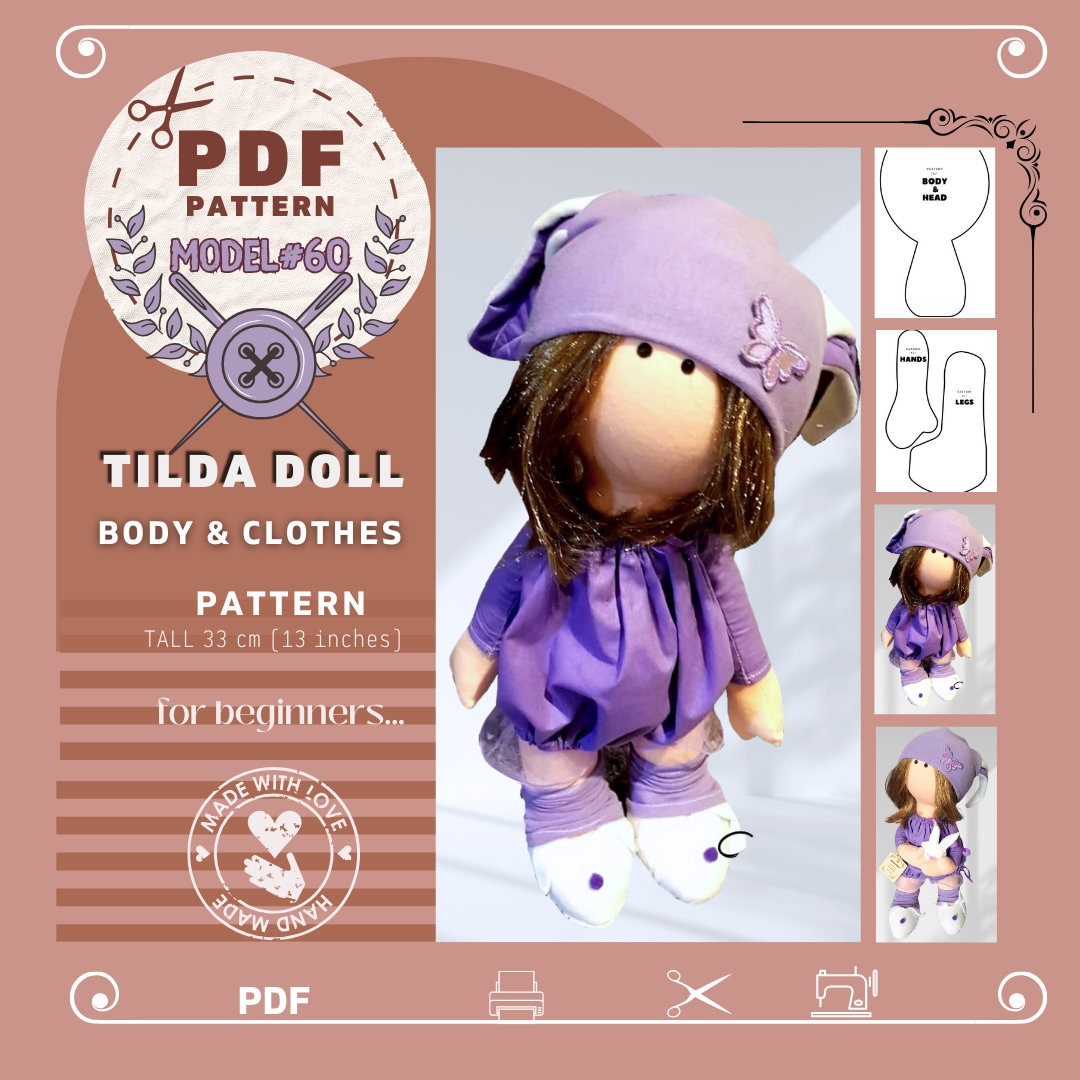 Tilda Doll Pattern for Body and Clothes, Size 33 Cm (13 Inches)- Model ...