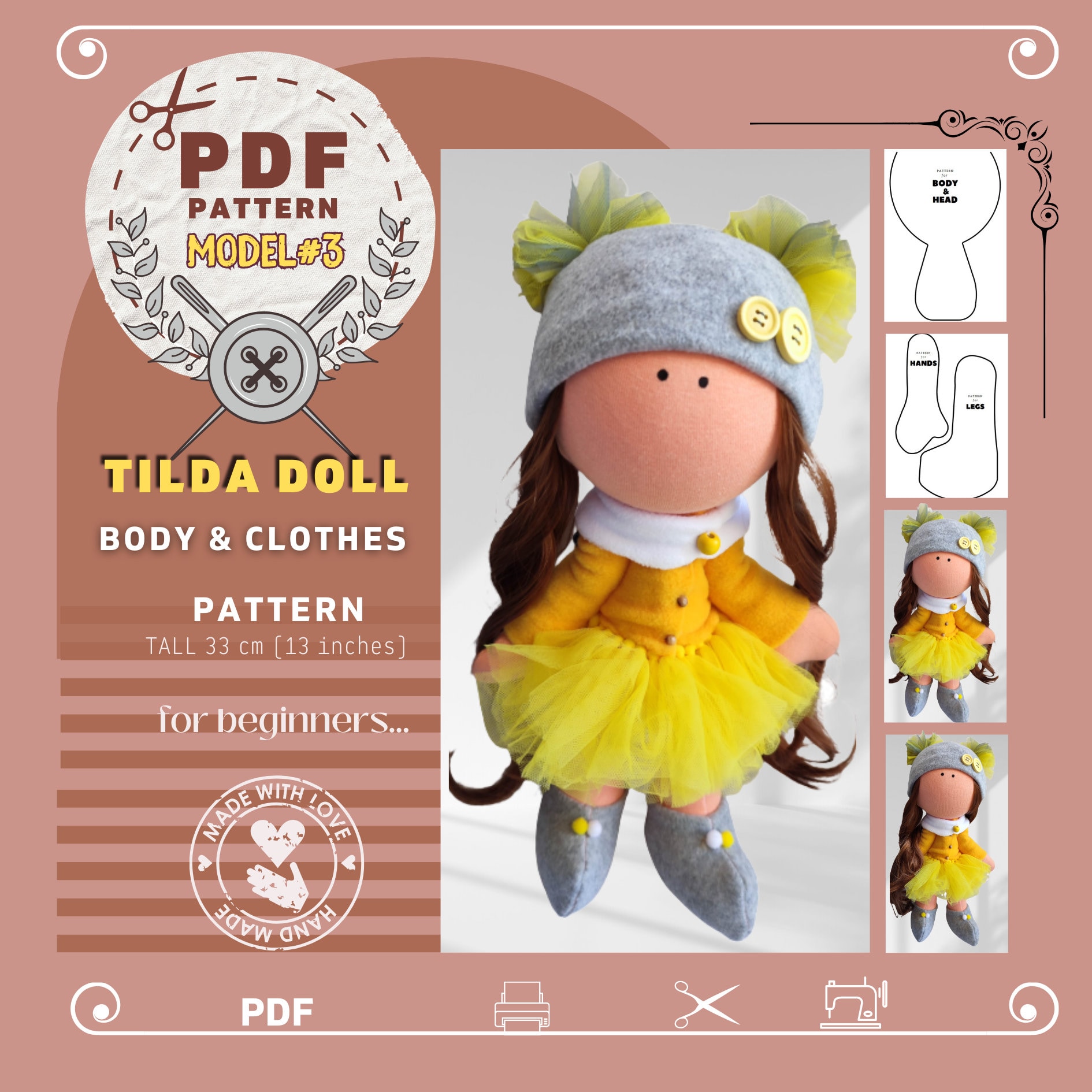 Tilda Doll Pattern Body & Clothes PDF Download - Etsy