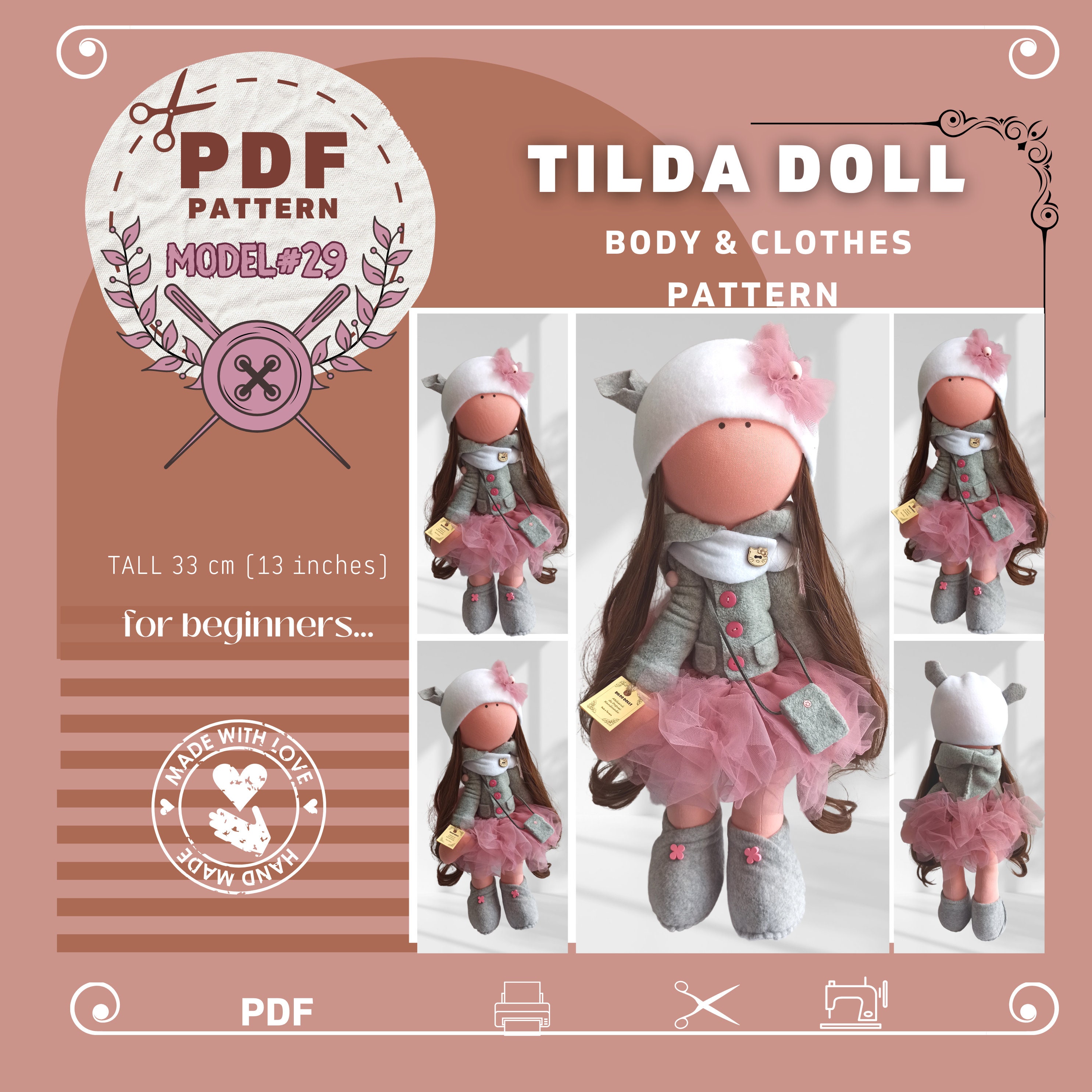 Tilda Doll Pattern for Body and Clothes Size 33 Cm 13 - Etsy
