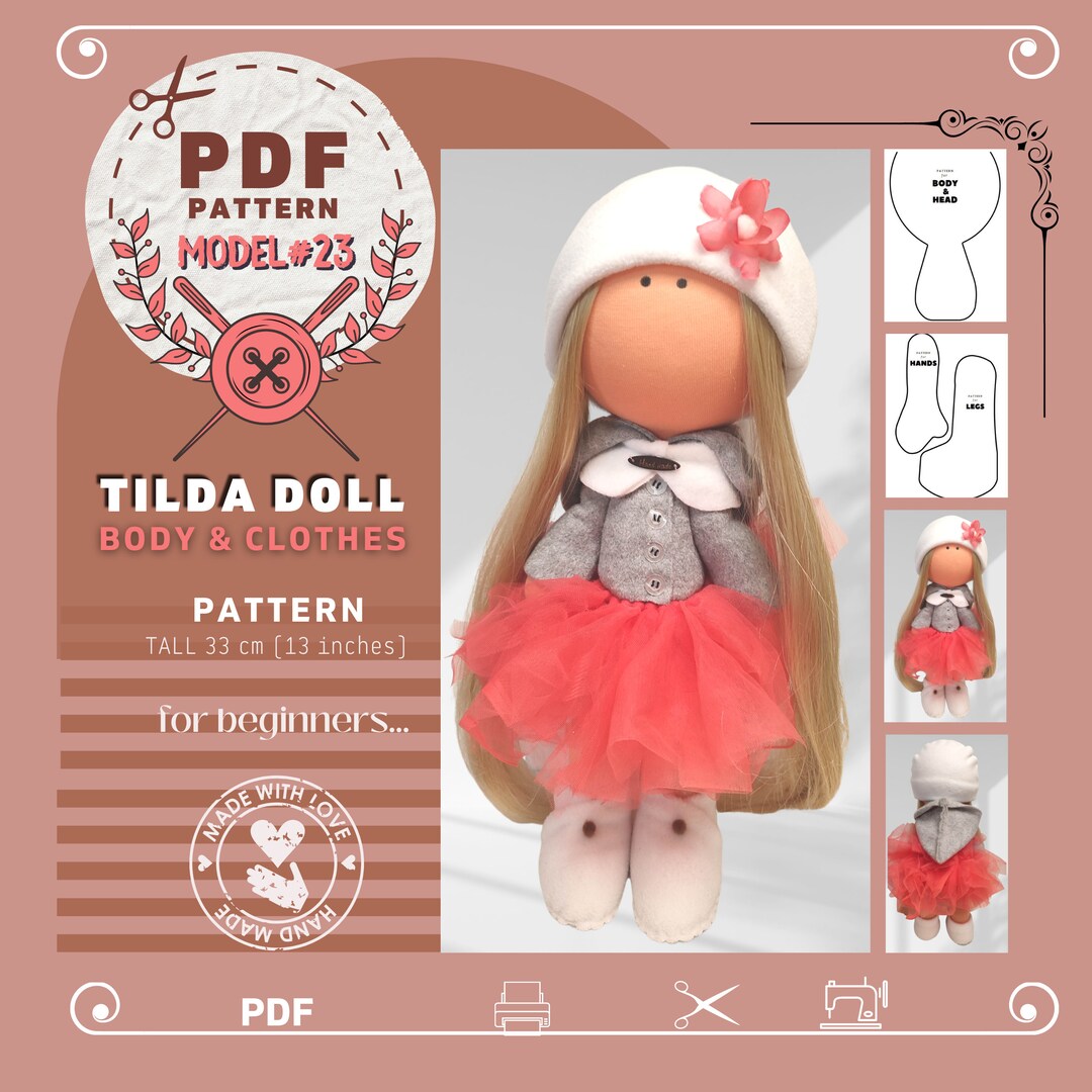Tilda Doll Pattern for Body and Clothes, Size 33 Cm (13 Inches)- Model ...