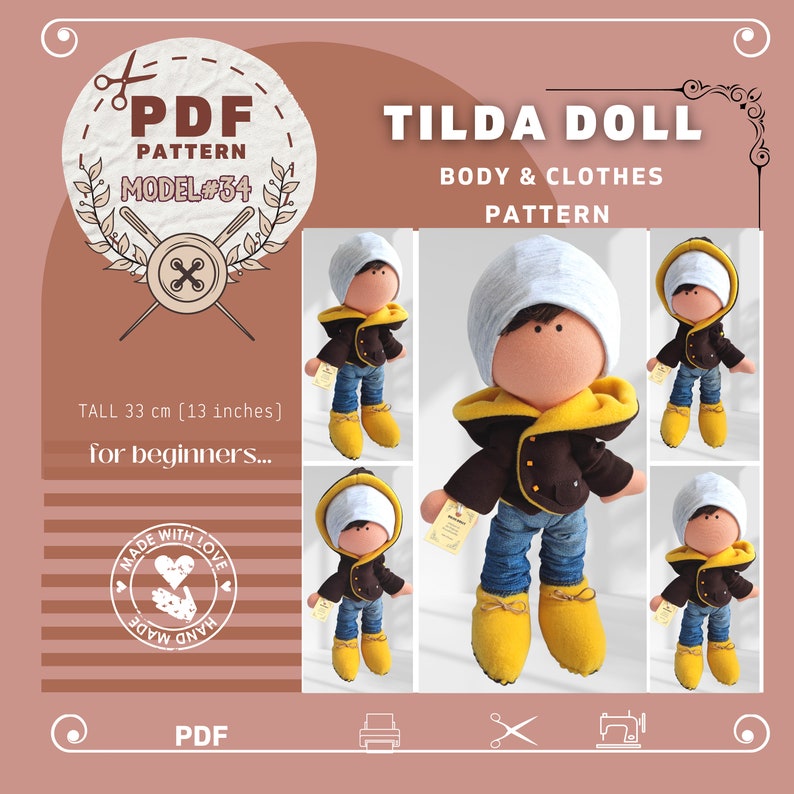 Boy Doll Pattern for Sewing Body & Clothes PDF Download - Etsy