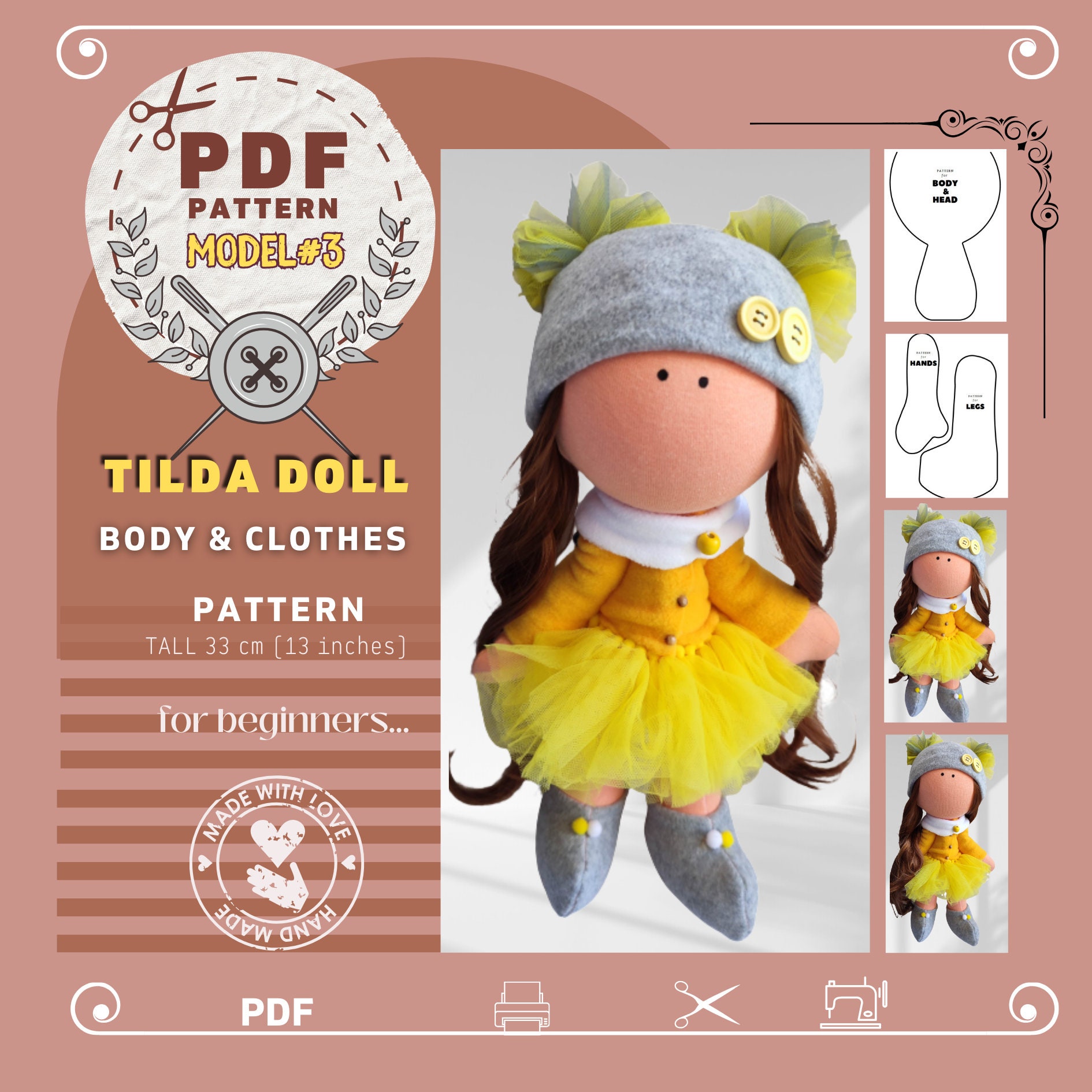 Tilda Doll Pattern Body & Clothes PDF Download - Etsy