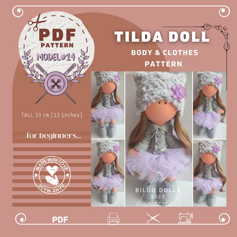 Tilda Doll Pattern for Body and Clothes, Size 33 Cm (13 Inches)- Model ...