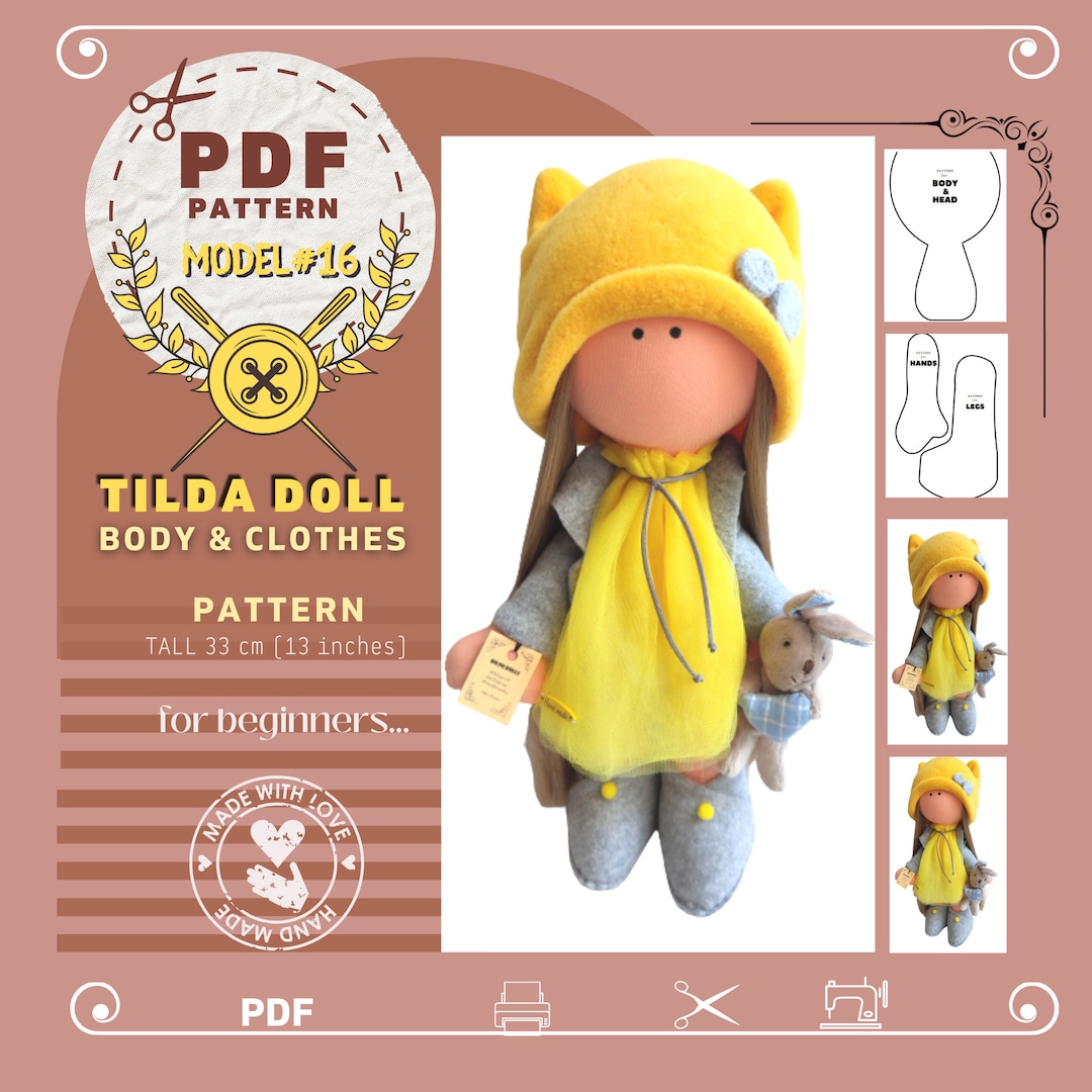 Tilda Doll Pattern for Body and Clothes, Size 33 Cm (13 Inches)- Model ...