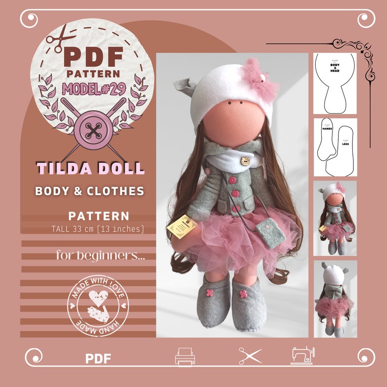 Tilda Doll Pattern for Body and Clothes Size 33 Cm 13 - Etsy