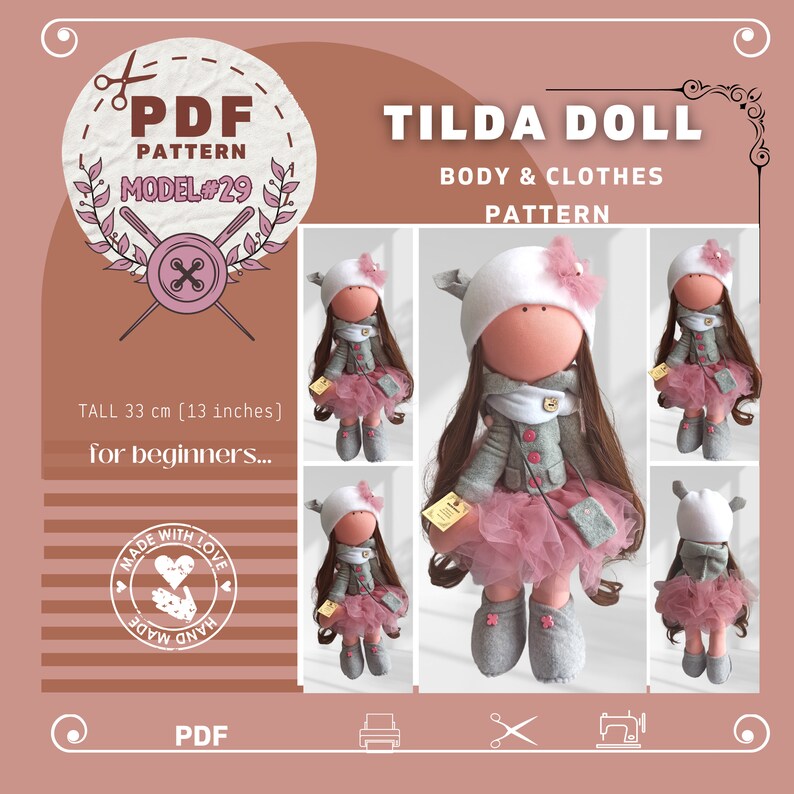Tilda Doll Pattern for Body and Clothes Size 33 Cm 13 - Etsy