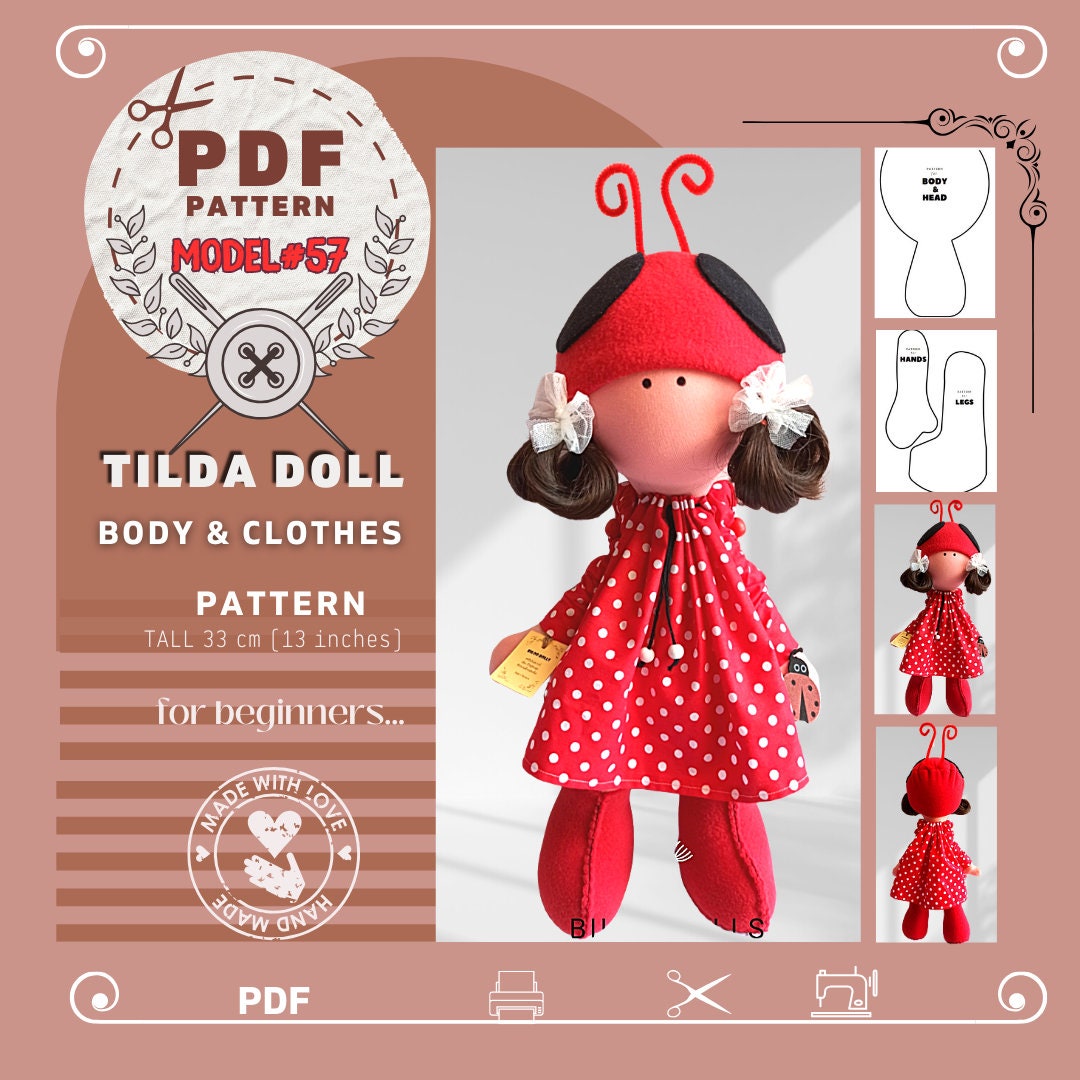 Ladybug Doll Pattern, Body and Clothes, Size 33 Cm 13 Inches PDF ...