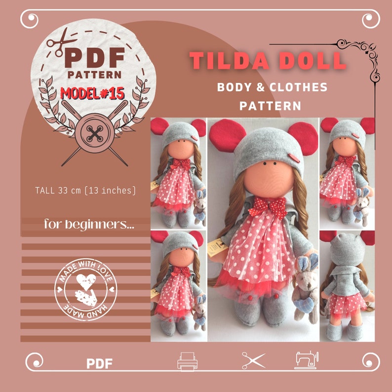 Tilda Doll Pattern for Body and Clothes, Size 33 Cm (13 Inches)- Model ...