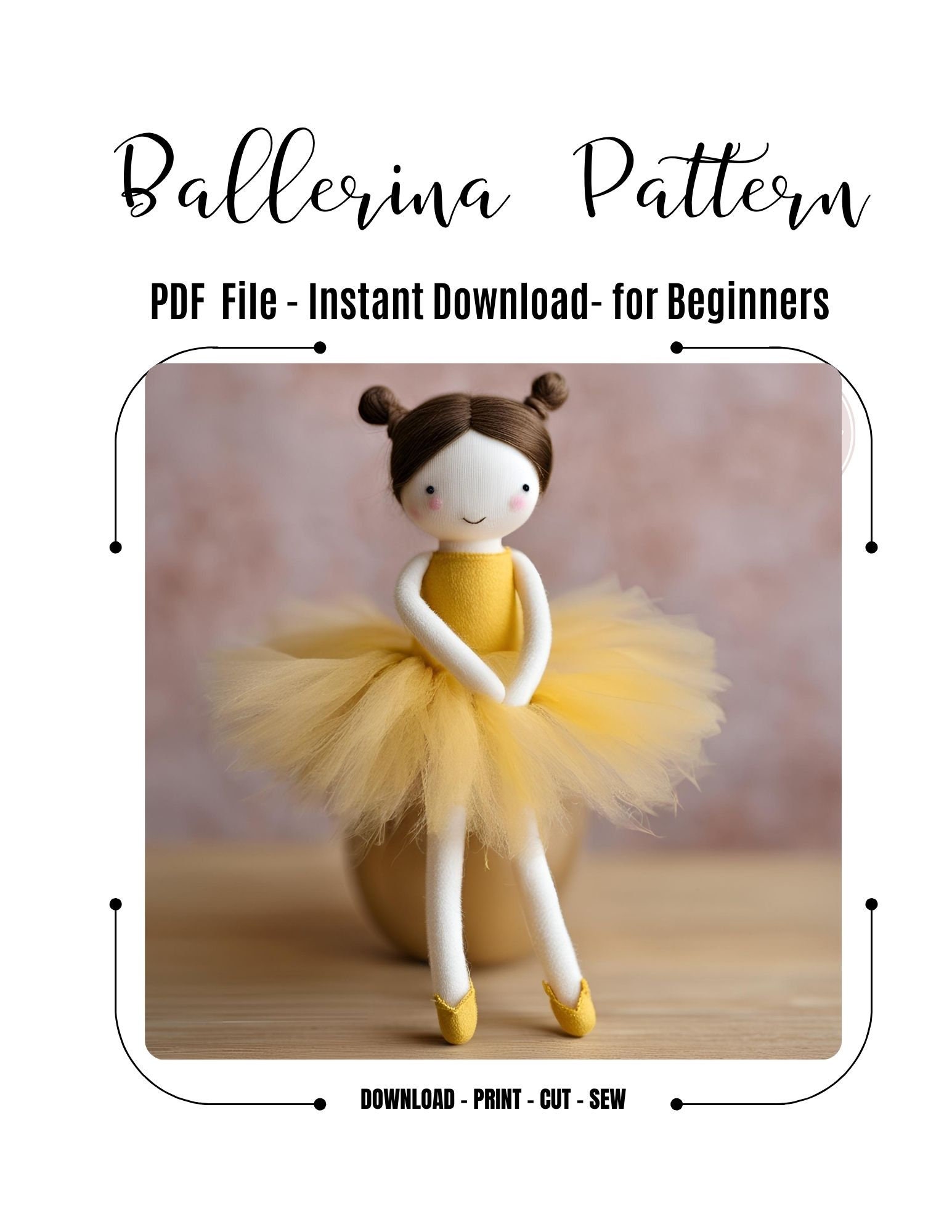 BALLERINA Sewing Pattern, Cute Ballerina Toy Pattern 12'', PDF File ...