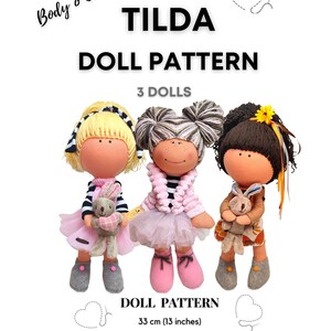 Bundle 3 Tilda Doll Patterns for Body and Clothes, Size 33 Cm (13 ...