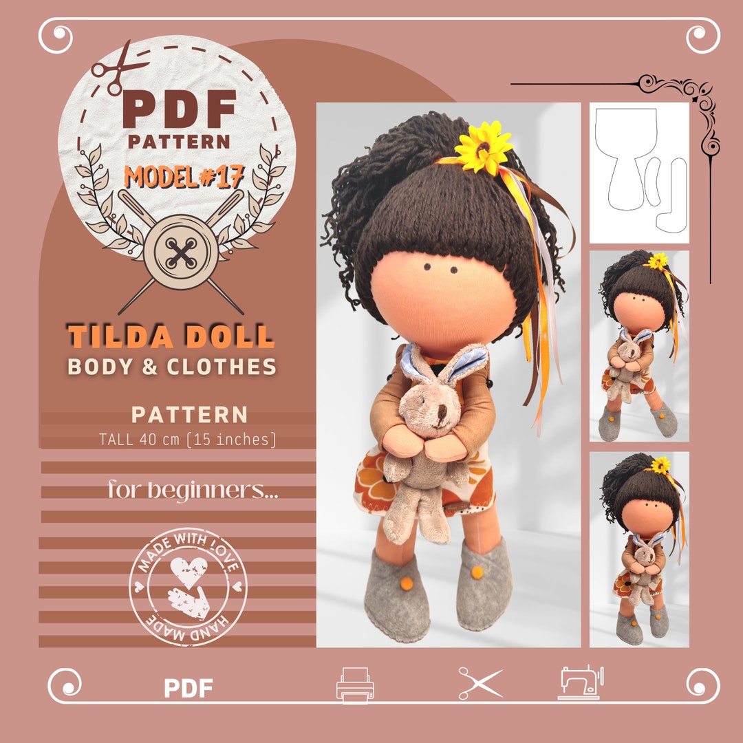 Tilda Doll Pattern for Body and Clothes, Size 40 Cm (15 Inches)- Model ...