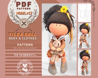 Tilda Doll Pattern for Body and Clothes, Size 33 Cm 13 Inches Model 22 ...