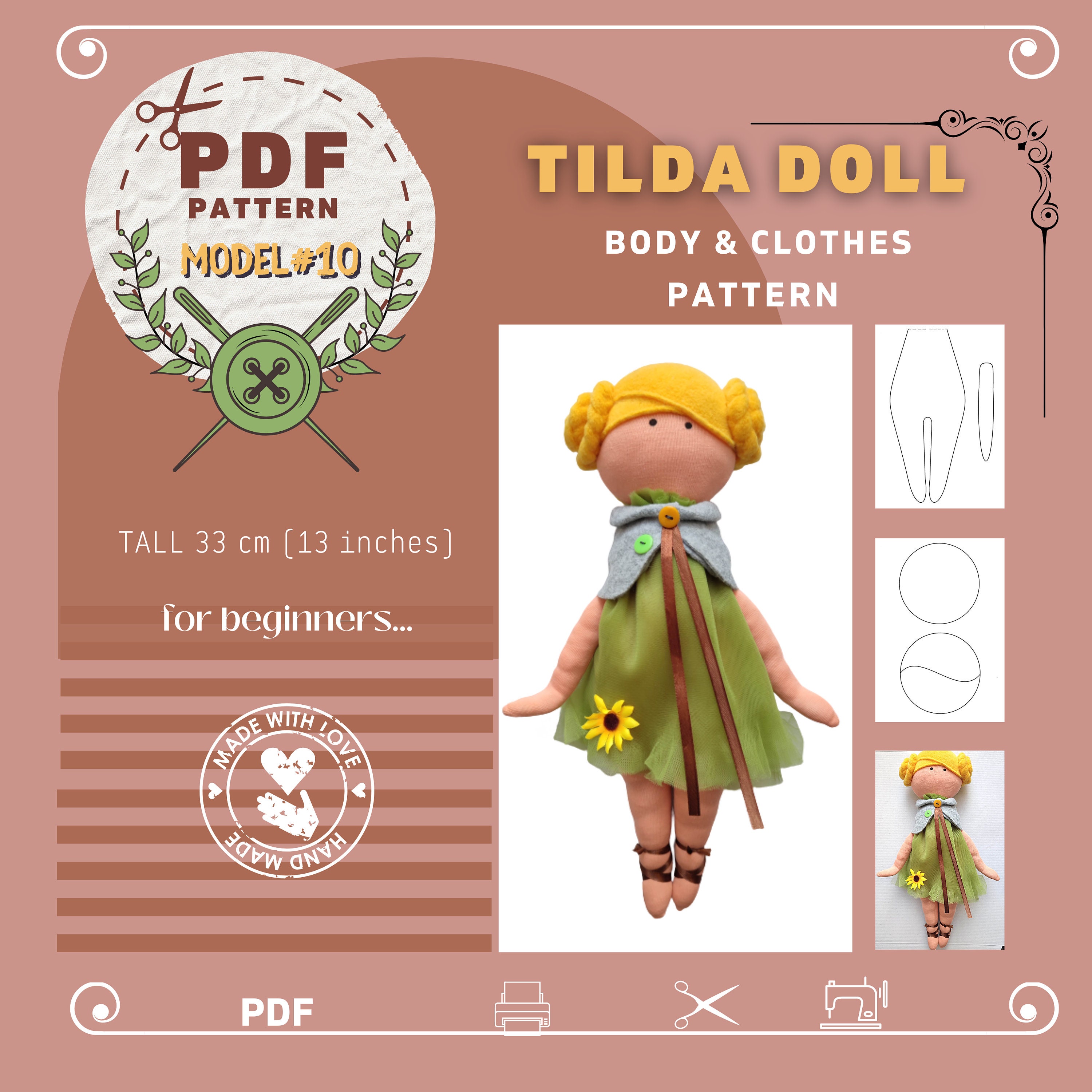 Tilda Doll Pattern for Body and Clothes Size 33 Cm 13 - Etsy