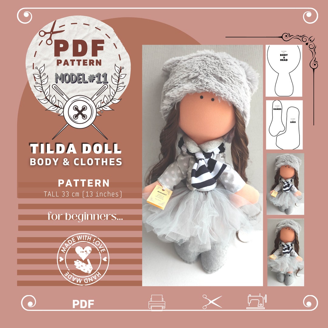Tilda Doll Pattern for Body and Clothes, Size 33 Cm (13 Inches)- Model ...