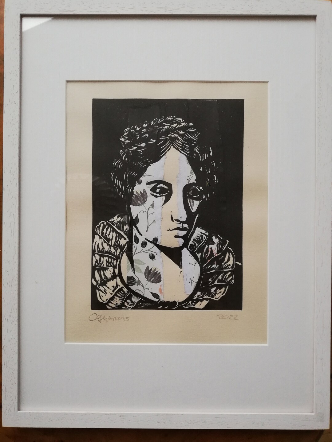 Annette Von Droste-hülshoff Linoprint Chine Collé Portrait Printmaking ...