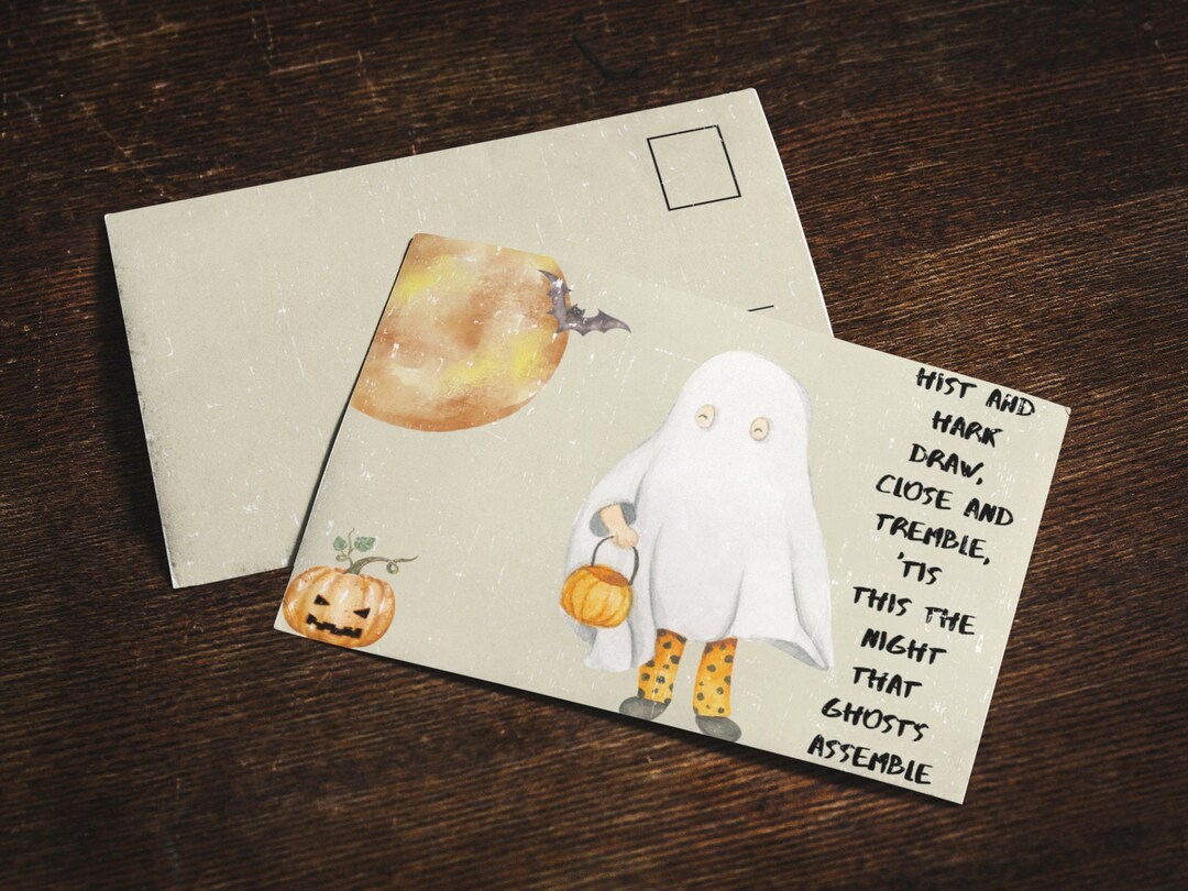 Vintage Halloween Postcard Spooky Ghost Child, Full Moon Gift for ...