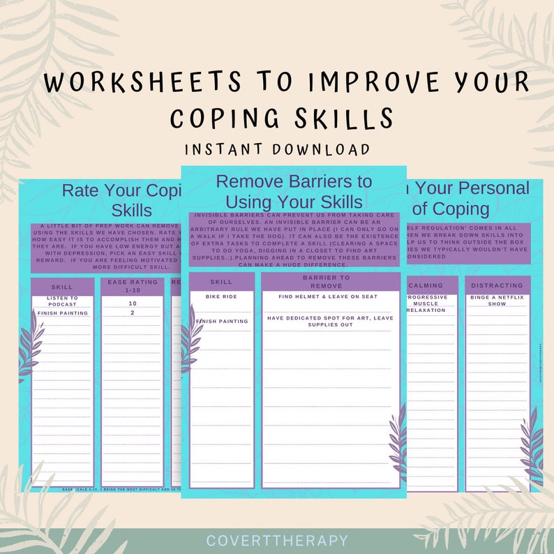 Coping Skill and Self Regulation Worksheets for Anxiety, Depression and ...