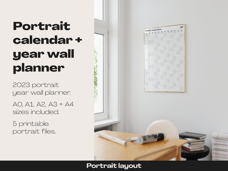 2023 Wall Planner Printable Wall Calendar Landscape & Portrait Yearly ...