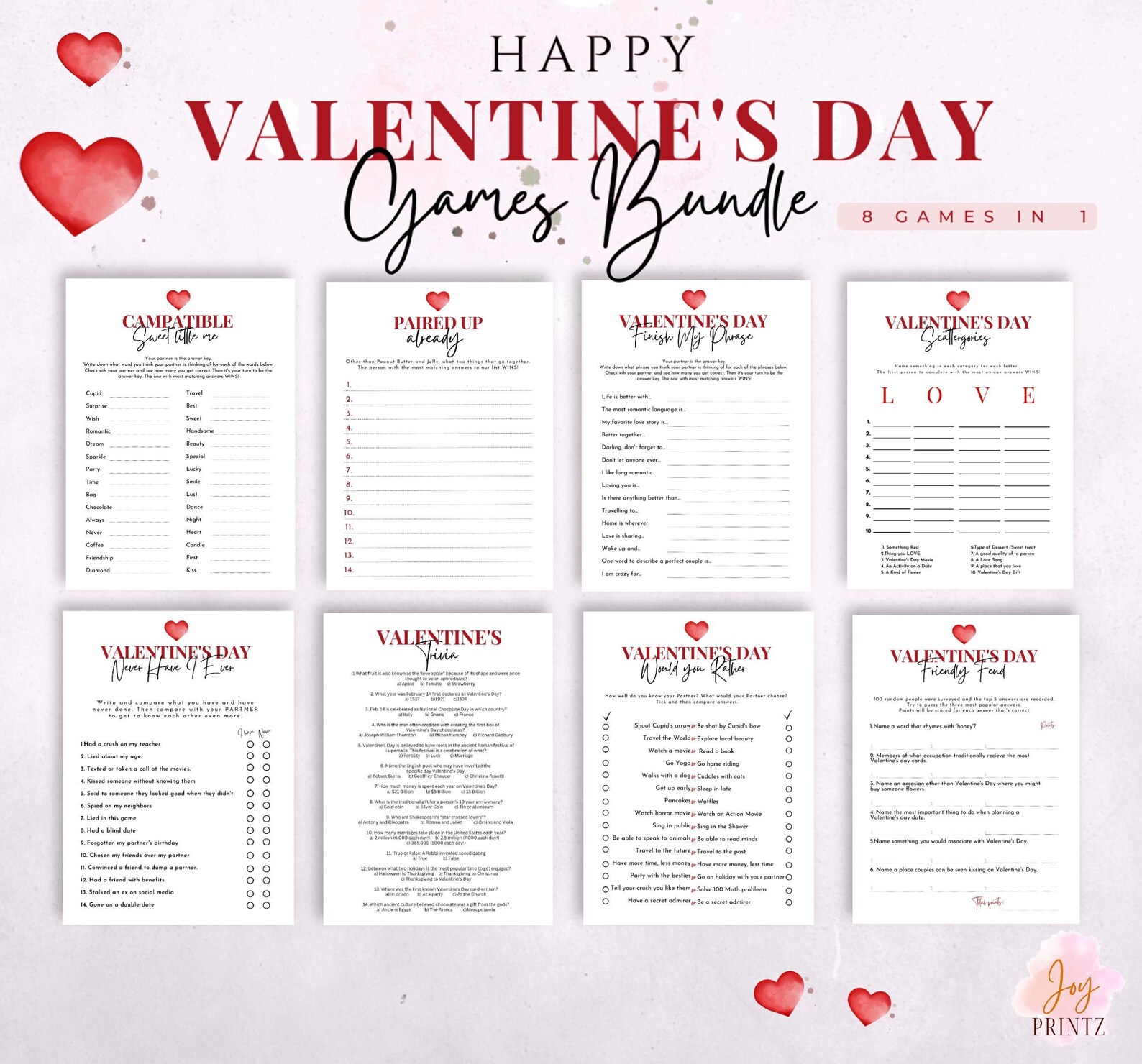 Ultimate Valentine's Day Games Bundle | Printable Games for Valentine's ...