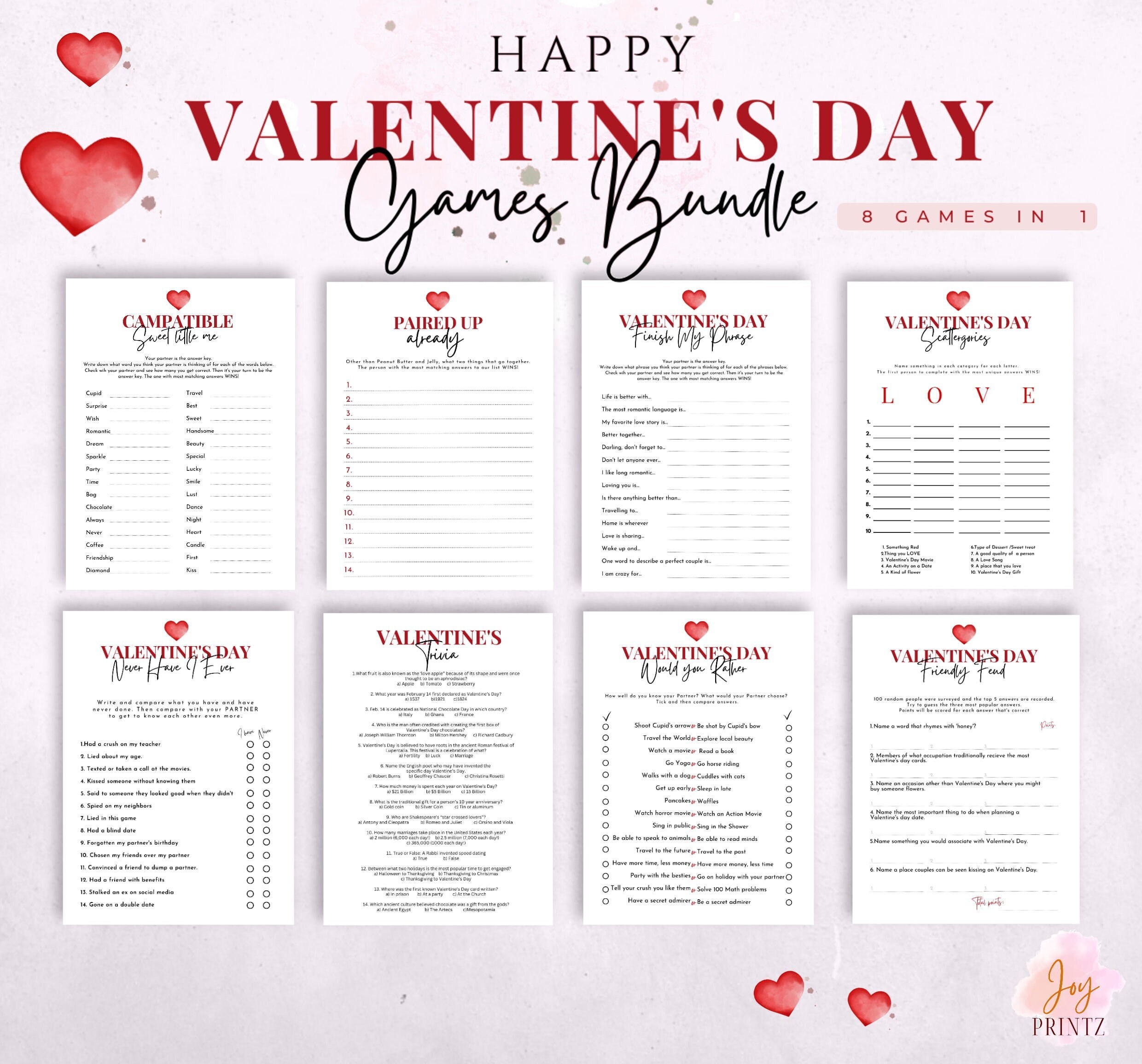 Ultimate Valentine's Day Games Bundle | Printable Games for Valentine's ...