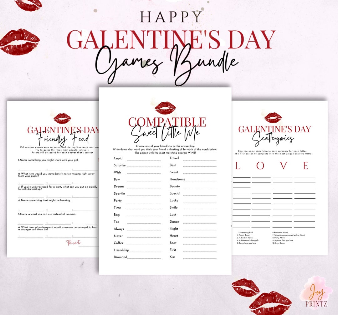 Printable Galentine's Day Games Bundle for Friend's Reunion | Galentine ...