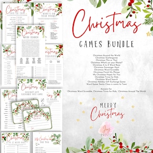 Printable Christmas Game Bundle | Mistletoe Design Holiday Games ...