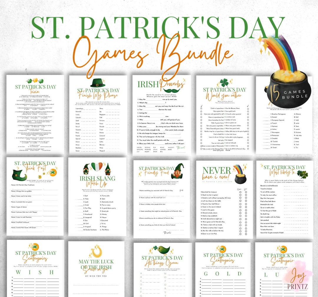 Ultimate St Patrick's Day Games Bundle | Printable Games for St Patrick ...