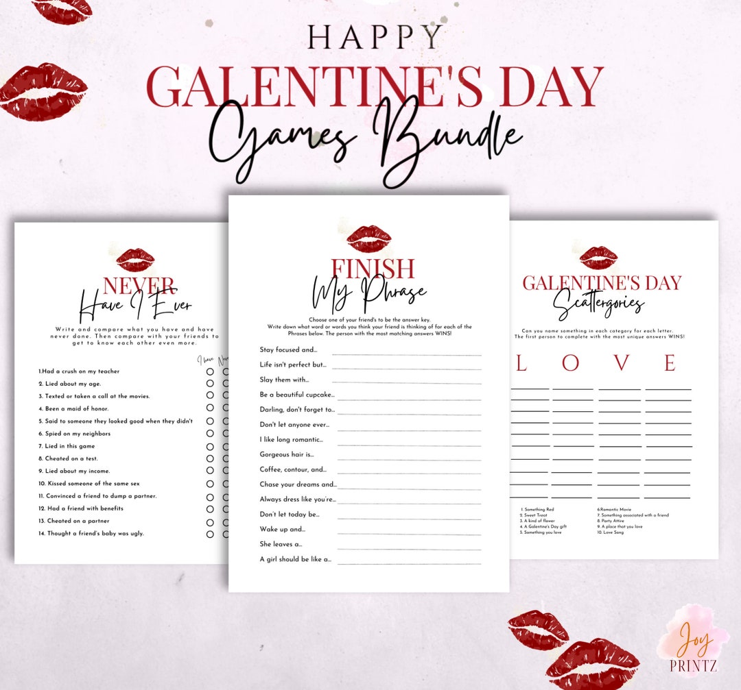 Printable Galentines Day Games Bundle 3 in 1 | Never Have I Ever ...