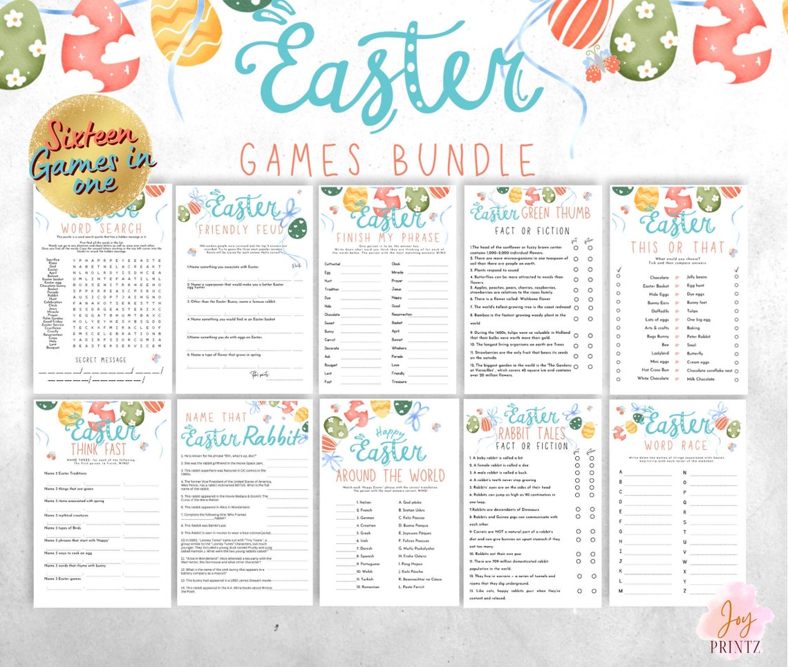 Easter Party Games Bundle | Printable Family Friendly Easter Activities ...