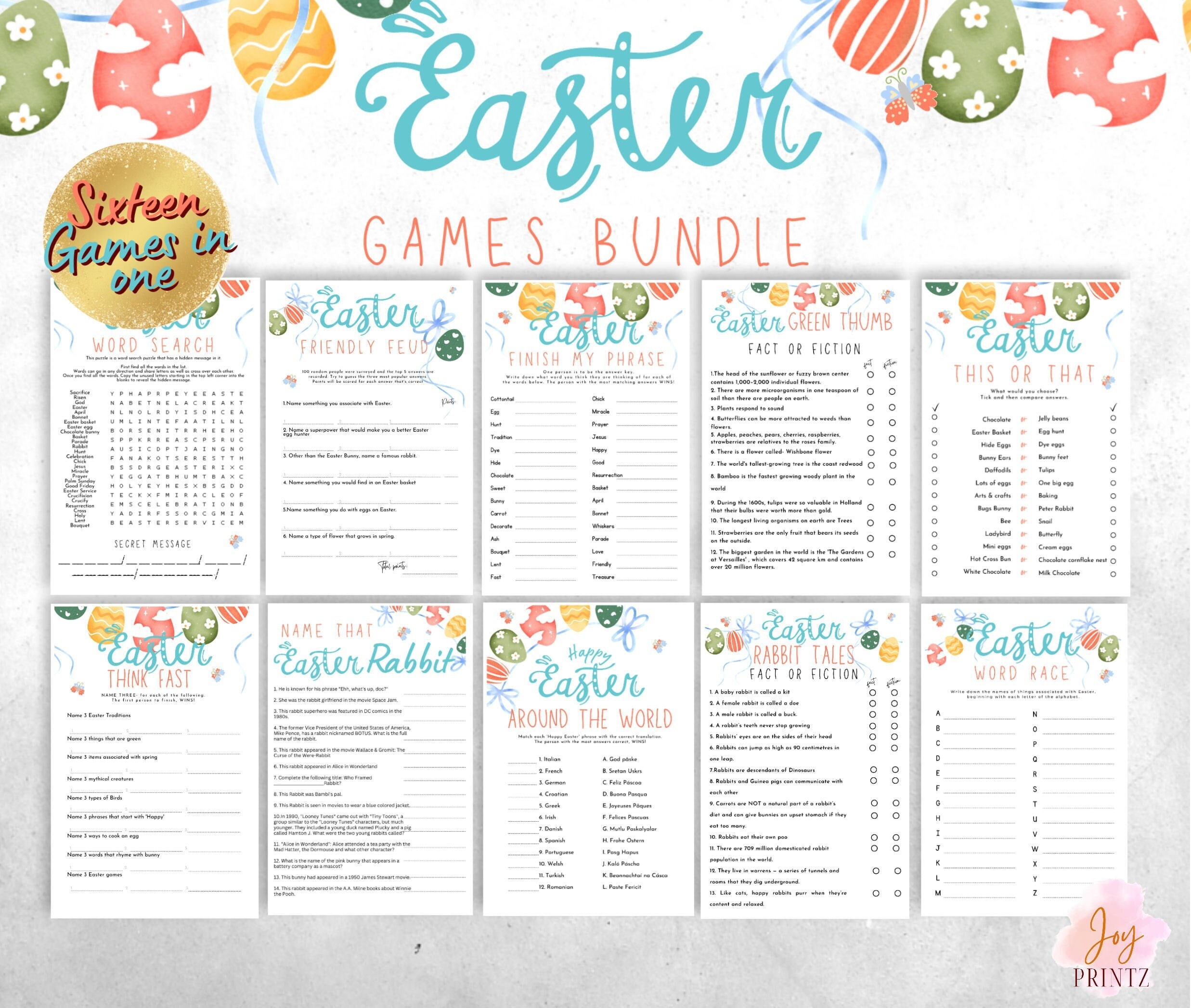Easter Party Games Bundle | Printable Family Friendly Easter Activities ...