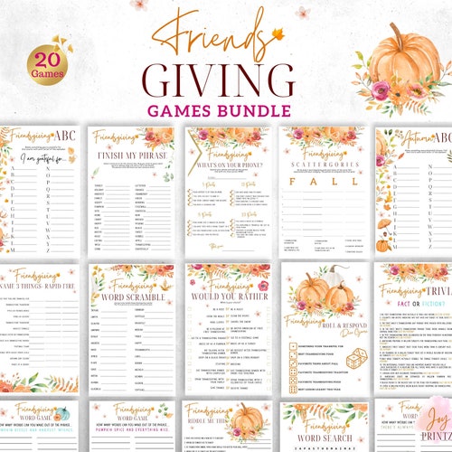 Friendsgiving Games Bundle Printable Thanksgiving Games - Etsy