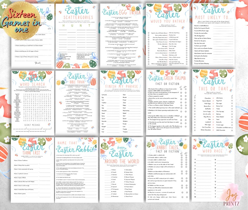 Easter Party Games Bundle | Printable Family Friendly Easter Activities ...