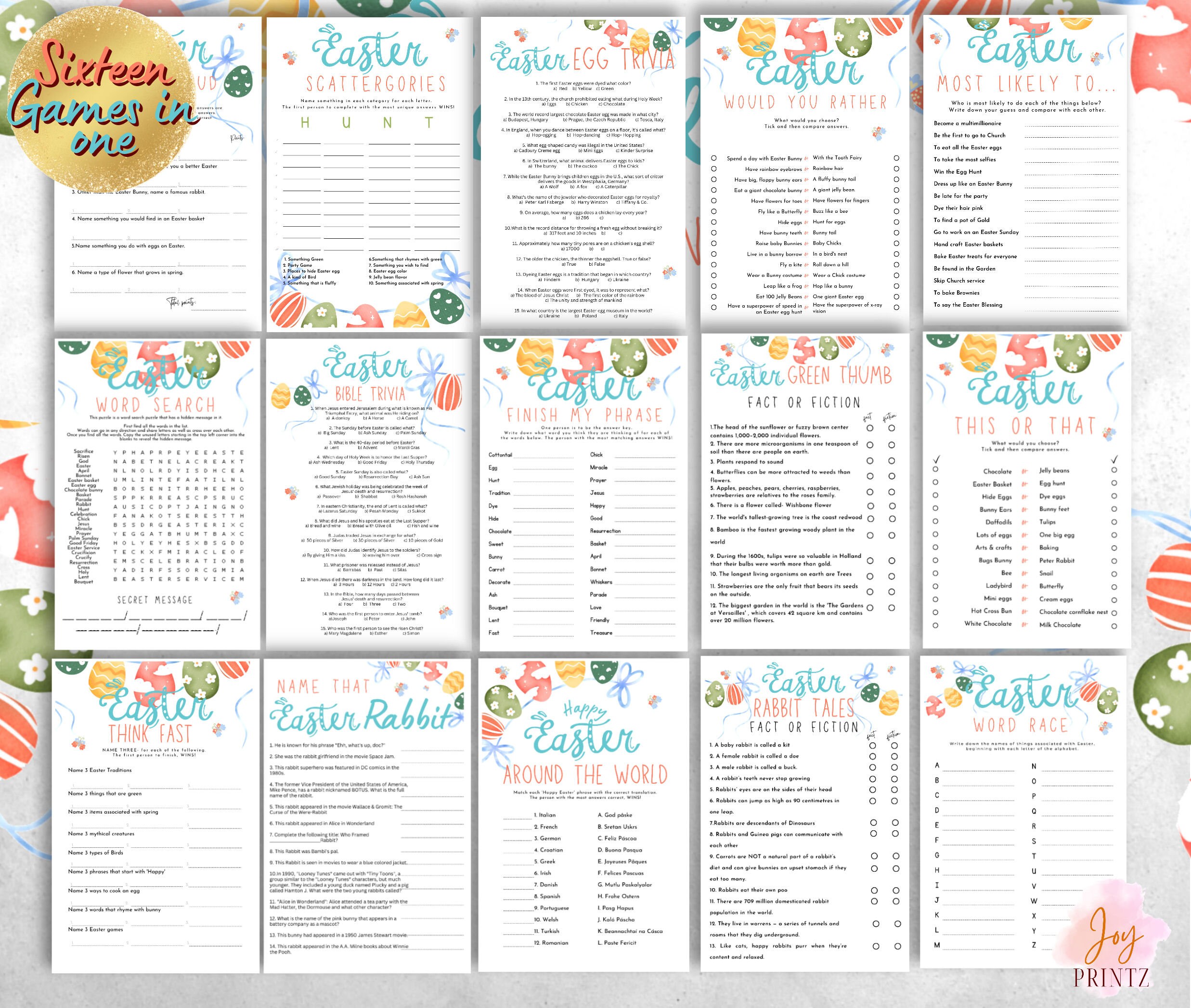 Easter Party Games Bundle | Printable Family Friendly Easter Activities ...