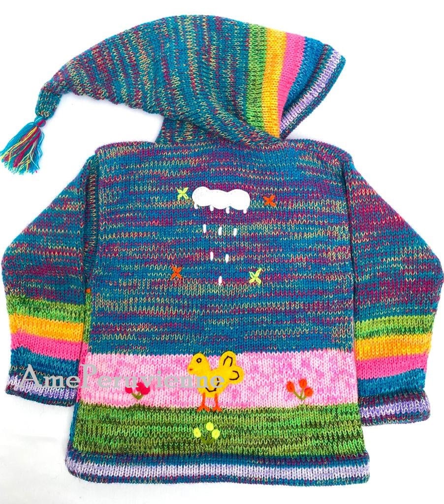 Rainbow Children Peruvian Hoodie Sweater, Unique Peru Kids Wool ...