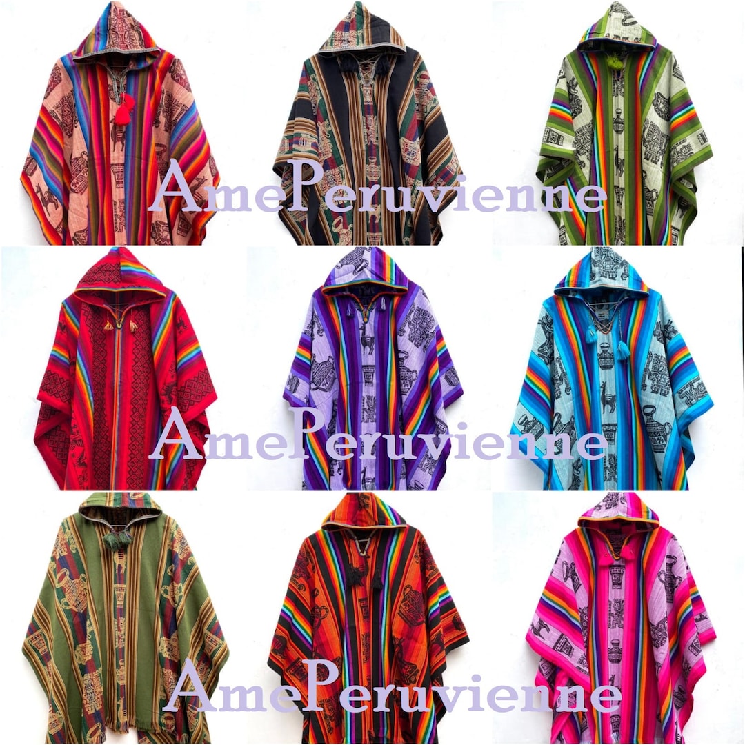 Alpaca Poncho Rainbow for Men and Woman, Poncho Alpaca Wool, Peru ...